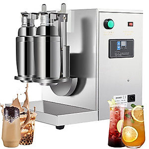 TECSPACE 110V Milk Tea Shaker Machine Stainless Steel, Double-Cup,120W 400r/min