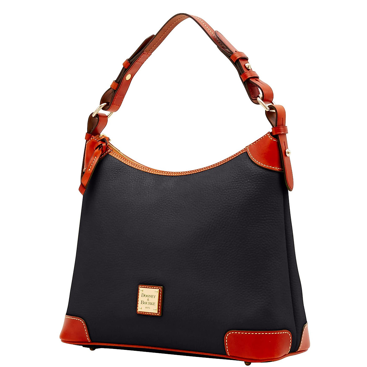 Dooney & Bourke Women's Hobo Shoulder Bag in Pebble Grain Leather, Large Handbag with Adjustable Shoulder Strap, Elephant