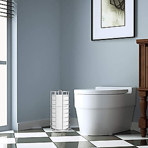 Kerisgo Toilet Paper Holder Stand, Freestanding Bathroom Toilet Paper Organizer, 3 Mega Roll Toilet Paper Holder for Under Sink, Vanity, Cabinet Shelf (Silver)