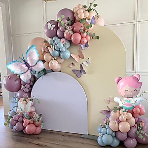 Fairy Wonderland Birthday Party Decorations,138Pcs Fairy Butterfly Mushroom Balloon Arch Garland Kit Dusty Pink Purple Blue Green Balloons for Girls Fairytale Spring Garden Tea Party Bride Baby Shower