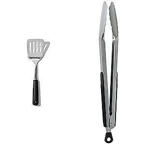 OXO Good Grips Stainless Steel Turner & Good Grips 12-Inch Stainless-Steel Locking Tongs