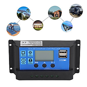 Solar Controller, Solar Battery Regulator 50V Maximum PV Voltage LCD Display PWM Control for Home