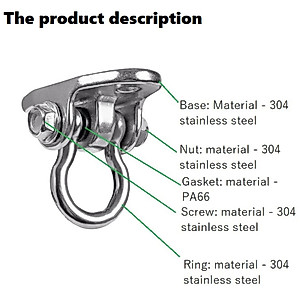 2 sets of stainless steel swing hanger, 180° swivel swing hook, 1500 lb load-bearing wooden concrete playground hammock, yoga hammock, ropes, slings, porch swing