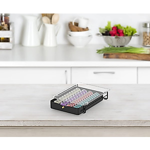 EVERIE Crystal Tempered Glass Top Organizer Drawer Holder Compatible with Nespresso Vertuo Capsules, Compatible with 40 Big or 52 Small Vertuoline Pods, NP02