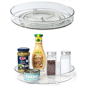 Clear Lazy Susan Organizer,9.2 inch Turntable Spice Rack,360 Rotating Turntable Organizer for Kitchen Cabinet,1 Tier Tray for Cabinet - Clear Spinning Skincare Perfume Organizers(1 Tier, 9.2 inch)