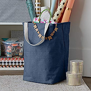 Amazon Basics Fabric Storage Bin Basket - Tall Cube, Navy Blue
