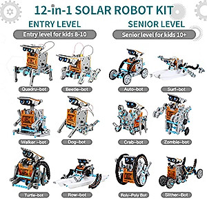 Lucky Doug 12-in-1 STEM Solar Robot Kit Toys Gifts for Kids 8 9 10 11 12 13 Years Old, Educational Building Science Experiment Set Birthday for Kids Boys Girls