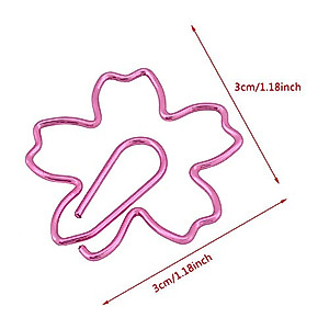 Flower Sakura Paper Clips Paperclips Creative Cute Paper Clips for Paper Non Skid Usually for Office School Book Notebook Document Organizing and so on (12 Pieces - Pink)