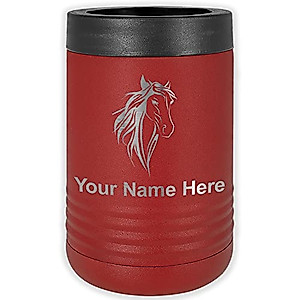 LaserGram Double Wall Insulated Beverage Can Holder, Horse Head 3, Personalized Engraving Included (Standard Can, Maroon)