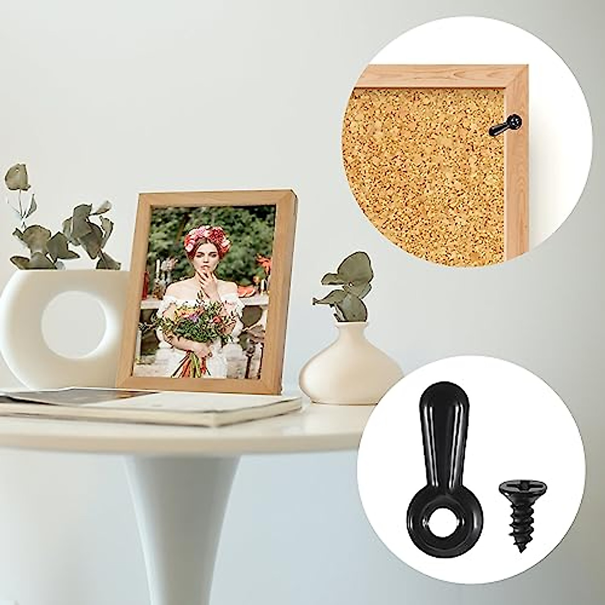 Picture Frame Turn Button Fasteners Set, 100Pcs Picture Frame Backing Hardware with 100 Pieces Screws for Hanging Pictures, Photos, Drawing Black