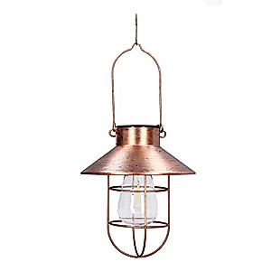 Solar Hanging Light, Romantic Decorative Beautiful Iron Frame Switch Control LED Retro Lantern for Porch for Garden