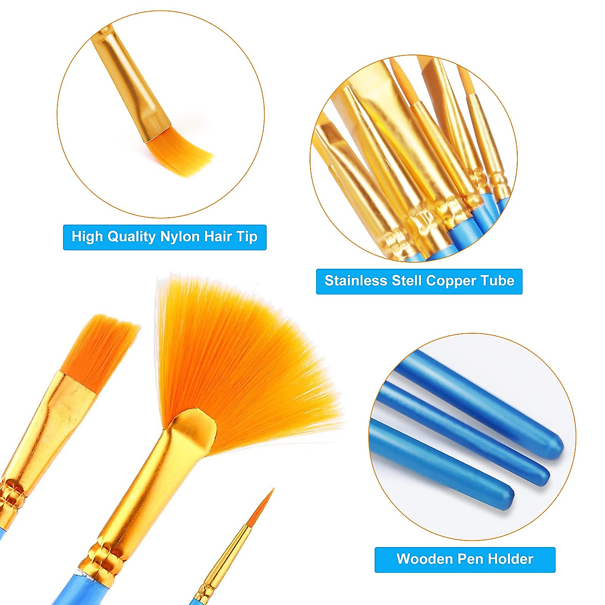 AROIC Painting Brush Set, 20 Packs /240 Pcs, Nylon Brush Head, Suitable for Oil and Watercolor, Perfect Suit of Art Painting, Best Present for Painting Enthusiasts.