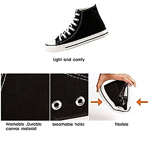 ZGR Womens Fashion Canvas Sneaker Low Cut Lace ups Casual Shoes (8 B(M) US, High-Top Black)