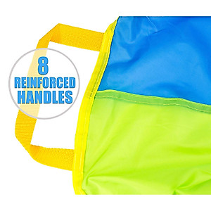 Play Platoon Rainbow Parachute Toy for Kids, 6 ft Play Parachute Game for Kids with 8 Handles, Parachute for Kids, PE Equipment for Elementary School Gym Class, Backyard/Indoor Play Equipment