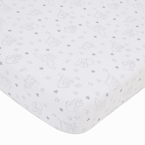 Disney Dumbo Shine Bright Little Star White, Gray, and Aqua Cloud 3 Piece Nursery Mini Crib Bedding Set - Comforter and Two Fitted Mini Crib Sheets
