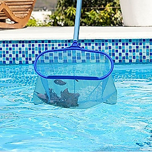 Rongbo Deep-Bag Pool Rake & Swimming Leaf Skimmer Net with Medium Fine Mesh,Fits Most Standard Pole for Cleaning Swimming Pools,Hot Tubs,Spas and Fountains (deep-Bag rake)