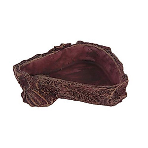 balacoo Reptile Water Bowl Resin Food Water Feeding Basin Dish Artificial Tree Trunk Ramp Bowl for Lizard Frog Snake Gecko