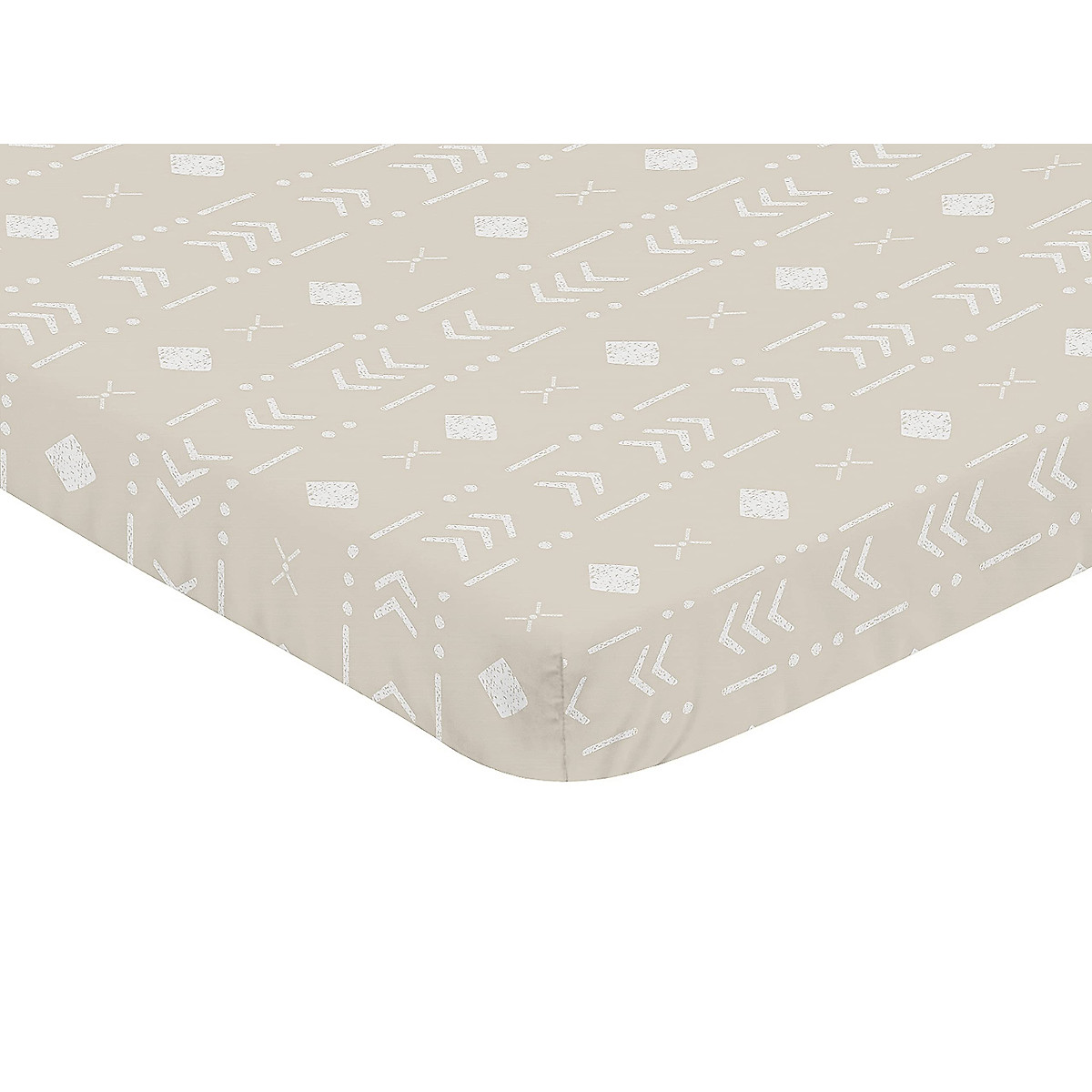Sweet Jojo Designs Boho Aztec Geometric Boy Girl Fitted Mini Crib Sheet Baby Nursery for Portable Crib Pack Play - Gender Neutral Beige Taupe Tan White Bohemian Southwest Tribal for Llama Collection