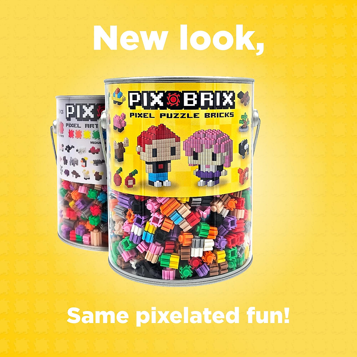 Pix Brix Pixel Art Puzzle Bricks Bucket – 1,500 Piece Pixel Art Kit with 10 Colors, Medium Palette – Patented Interlocking Building Bricks, Create 2D and 3D Builds – Stem Toys, for Age 6 Plus