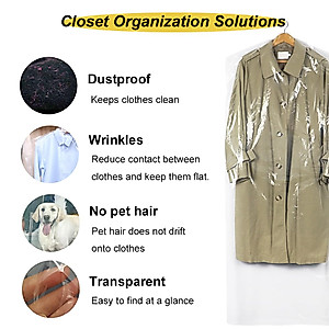 RINTATI Clear Plastic Garment Bags for Hanging Clothes,30 Pack 59inch Dry Cleaning Clothing Storage Cover Bags for Closet Storage, Home and Dry Cleaner.