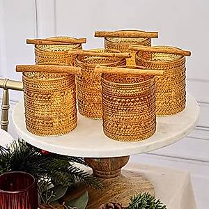 Kate Aspen Beaded Amber Drinking Glasses Set of 6-10 oz Vintage Glassware Set Jupiter Glasses, Cocktail Glass Set, Juice Glass, Water Cups | Hostess Gift, Christmas Present, Gift for Newlyweds