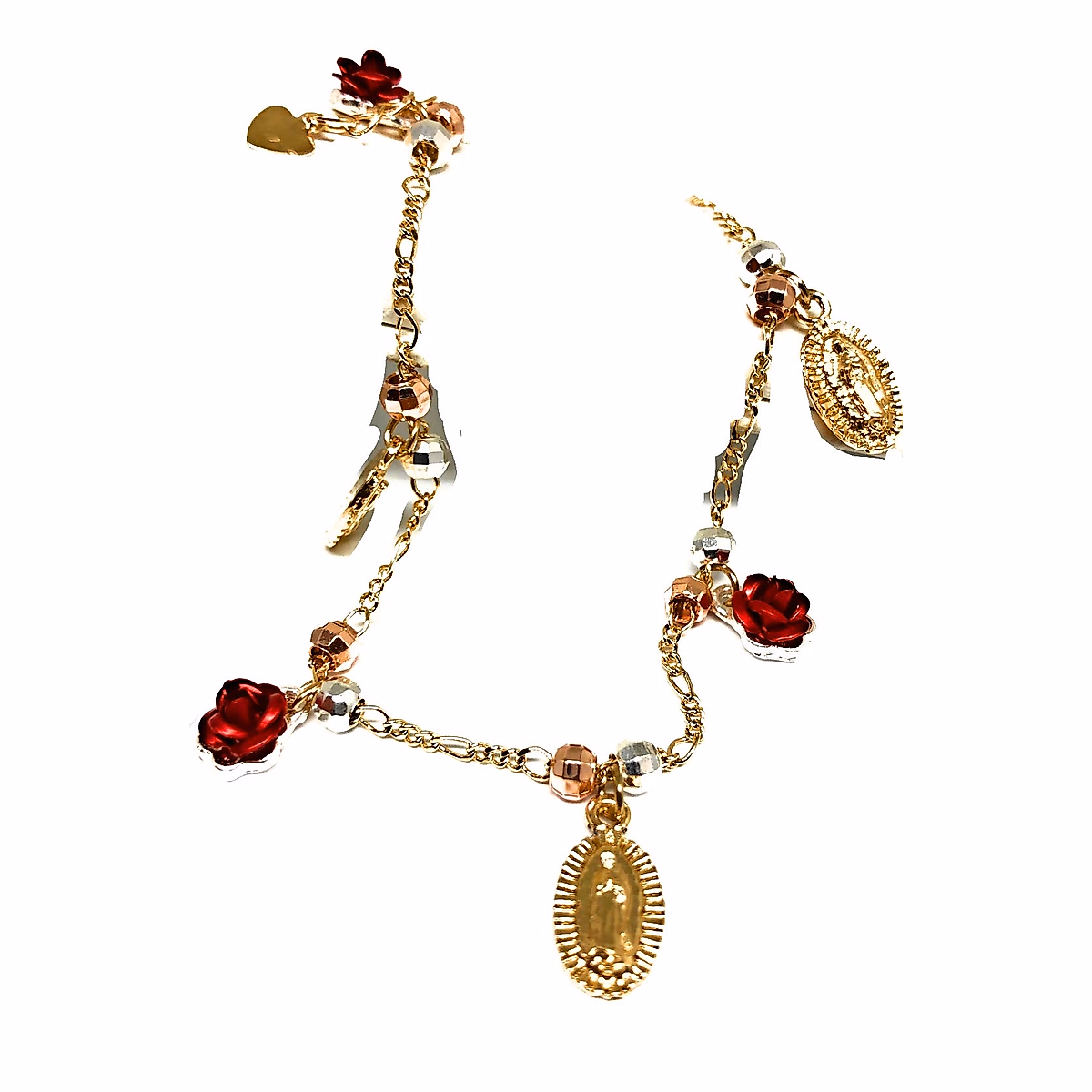 Fran & Co. Virgin Mary Rose Bracelet Virgen De Guadalupe Pulsera Rosa Oro Laminado 8“