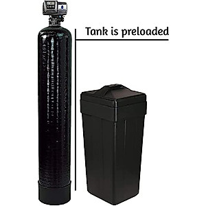 Fleck Whole House 64k Water Softener System Upgraded 10% Resin 5600sxt Metered on-demand with 1" bypass and brine tank, 64,000 grain 10% Crosslink resin - complete system