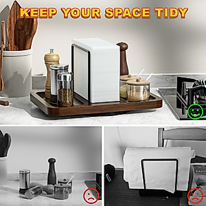 Gomyrod Napkin Holder for Table, Rotating Metal Standing Napkin Dispenser with Salt and Pepper Shakers Caddy Standing Paper Napkin Storage for Kitchen Dining Table Decor Not Including Shakers