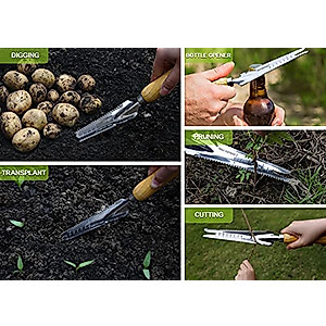 Gardtech Weeder Puller, Hand Weeder Tool, Weeding Trowel, Garden Weeding Tools with Wooden Handle Stainless Steel Head for Easy Weeder Removal, Transplanting, Pruning, Digging Multi Use Gardening Tool