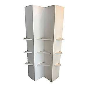 Room Divider 4 Panel with Shelves -by NVP Products- Easy to Assemble Corrugated Cardboard Dorm Room Divider, Privacy Wall with Shelves That can Become Your Zoom Background, White Brown (CRD-WS)