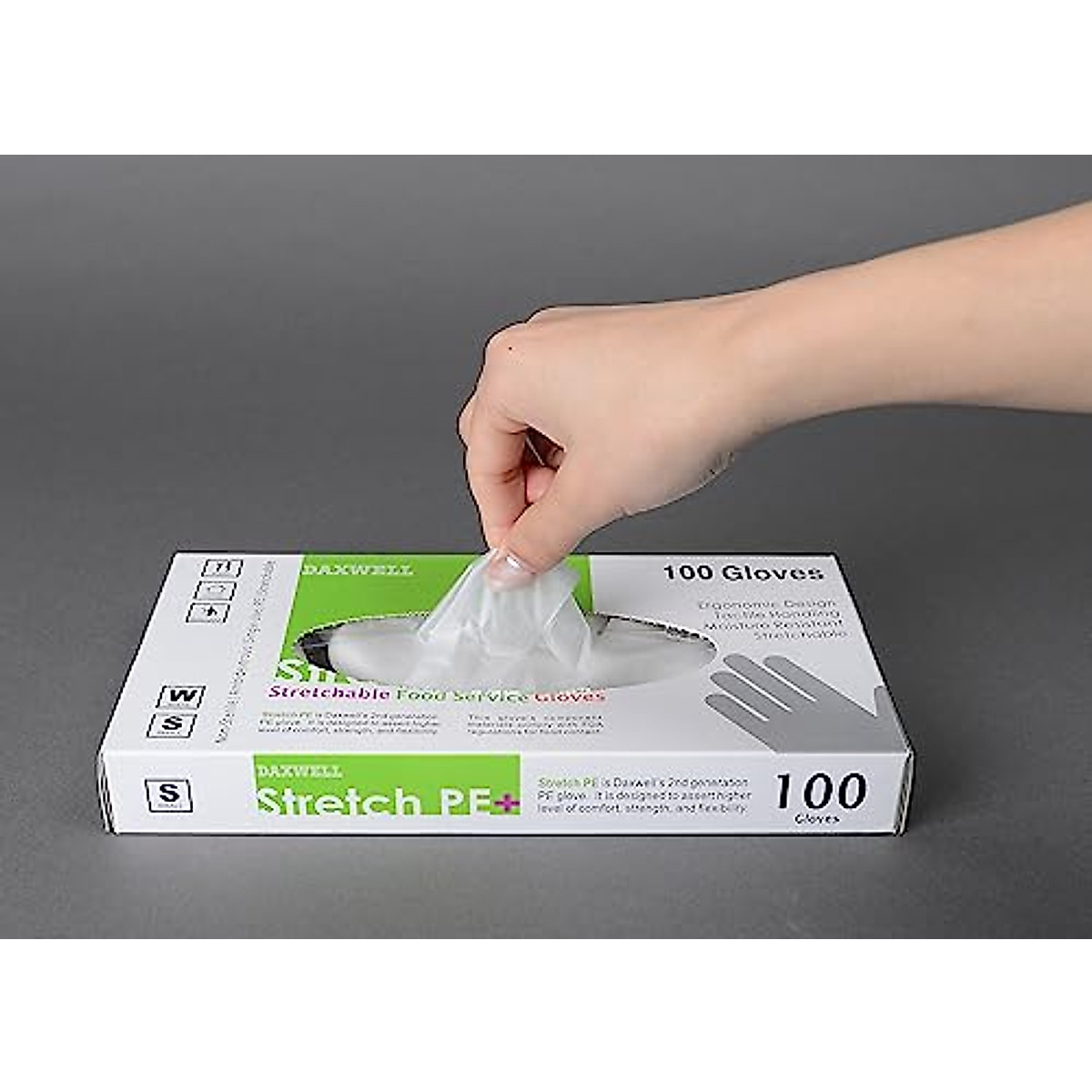 Daxwell Food Safe Stretch Poly Gloves (Small, 1,000 Count) Non-Latex, Disposable, Food Handling Use, Powder Free, F10000225,White