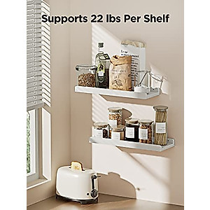 AMADA HOMEFURNISHING Floating Shelves, Wood Hanging Wall Shelves for Storage, Wall Mounted Shelves for Bathroom, Living Room, Kitchen, Bedroom, Office, Wall Shelf Set of 2, AMFS25W
