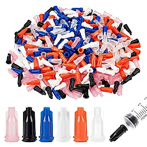 FINGERINSPIRE 480Pcs Plastic Lock Syringe Tip Caps 6 Color 4mm in Inner Diameter Syringe Barrel Tip Caps Dispensing Needle Tip Cap Compatible with Lock Syringes for Slip Lock Tip Leak-Free Dispensing
