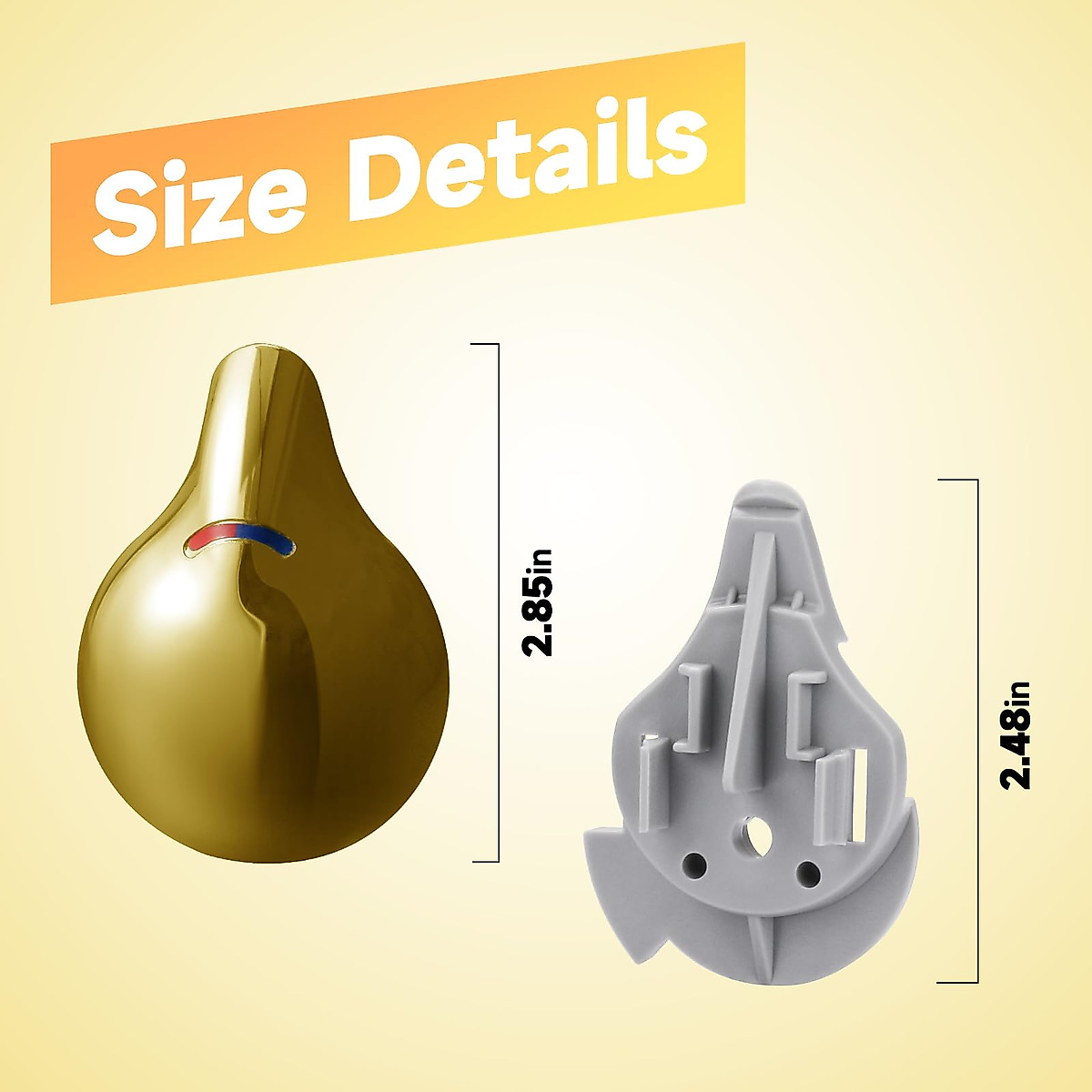 RP28595PB Shower Temperature Knob and Cover Single Metal Lever Handle Replacement Parts for Delta Shower Faucet, Polished Brass