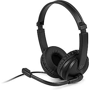 Aluratek Wired USB Stereo Headset with Noise Cancelling Boom Mic and in-Line Controls, for Distance Learning, Zoom, MS Teams, Video Conferencing, Skype, Gaming, Music Play, Webinars (AWHU02FB), Black