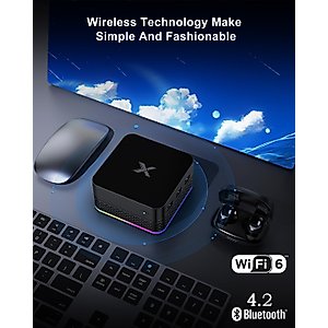 Mini PC with 11th Gen 4 Core Intel Celeron N5105 (up to 2.90GHz), 8GB DDR4 256GB SSD Micro Desktop Computer, 2.4G/5G Dual WiFi Bluetooth4.2 Dual Ethernet Ports