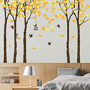 264 X 180cm Large Jungle Tree Wall Decals Cartoon Big Family Forest Tree Wall Stickers DIY Removable Green Leaves Fly Birds Wall Murals Decor for Kid Bedroom Nursery Living Room Office Home Decoration