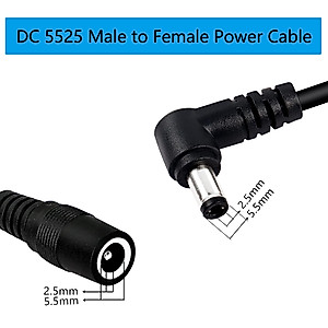 GINTOOYUN 2 Pack DC5525 Power Extension Cable, DC 5.5mm x 2.5mm Right Angle Male to Female Power Adapter Cable，3FT 18AWG Heavy Duty Cord for Strip Lihgt,CCTV,Car,Monitors,etc. 1M