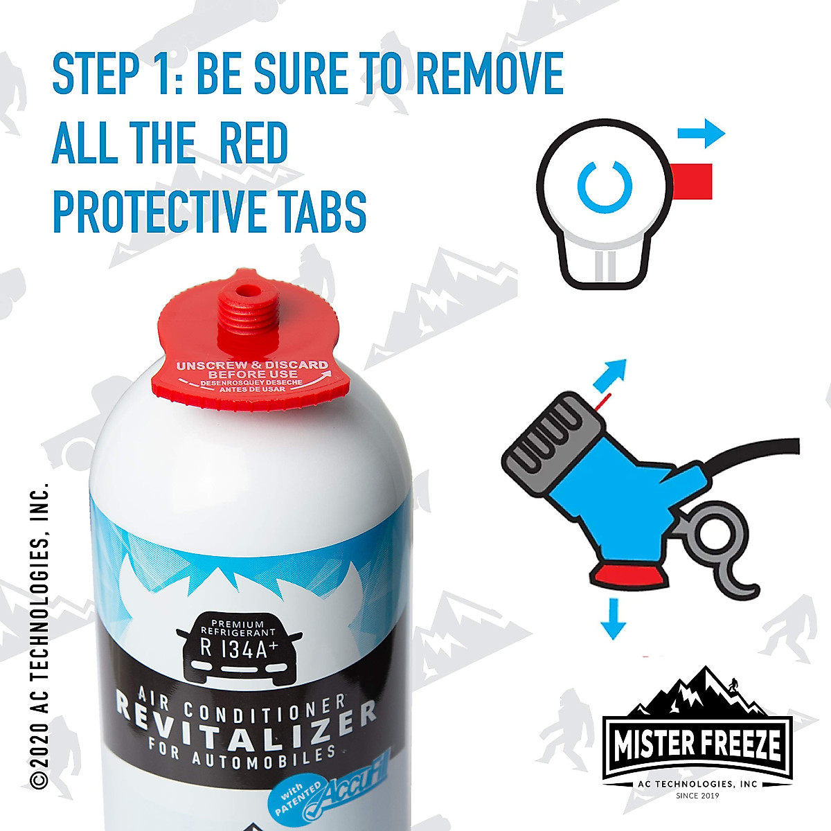 Mr. Freeze Car Air Conditioner Synthetic R134A Refrigerant, AC Recharge Kit with Hose and Wireless Digital Temperature Sensor, 14 Oz