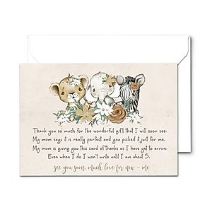 Paper Clever Party Flora Safari Baby Shower Thank You Cards with Envelopes - 25 Pack - 4x6 Blank Notes with Prefilled Message from Baby Girl - Greenery Jungle Design