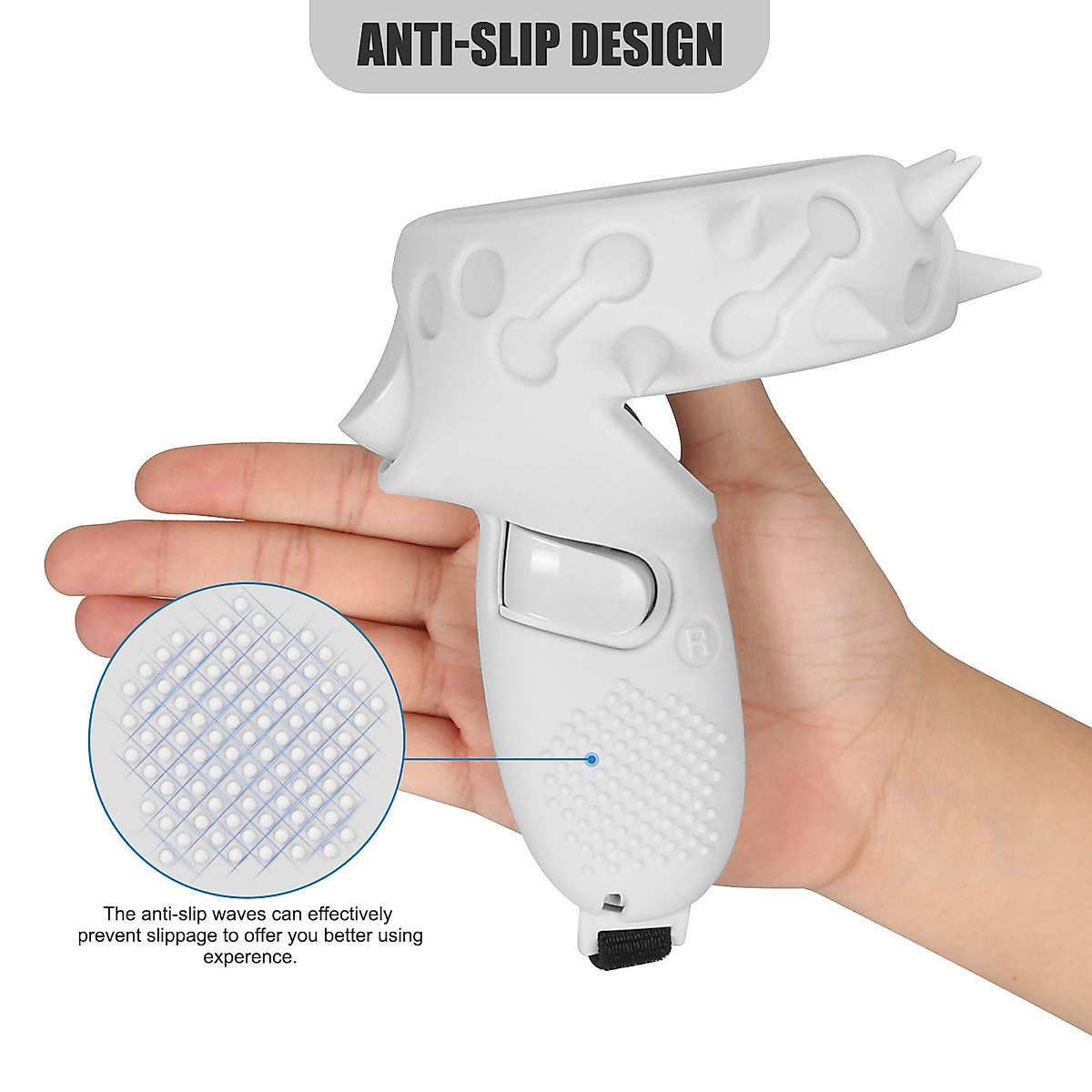 Esimen Grip Cover Face Silicone Cover for Oculus Quest 2 Knuckle Strap Set, Premium Silicone Protective Accessories Anti-Throw Sweatproof Lightproof – 3 Pack (White)