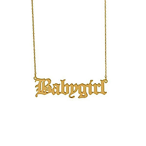 Vintashion Gold Plated Stainless Steel Gothic Hollow Out Babygirl Pendant Necklace for Girls and Women Gift