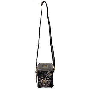 CHALA Dazzled Cell Phone Crossbody Purse-Women PU Leather Multicolor Handbag with Adjustable Strap - Starburst - black