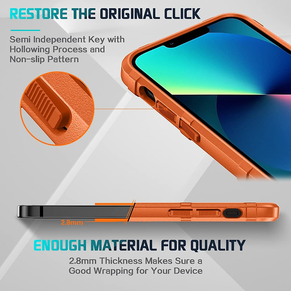 LABILUS for iPhone 13 Mini Case, Rugged Shield 8ft Drop Proof TPU Thick Armor Tactical Protective Case Compatible with iPhone 13 Mini (5.4 inches) - Sunlight Orange