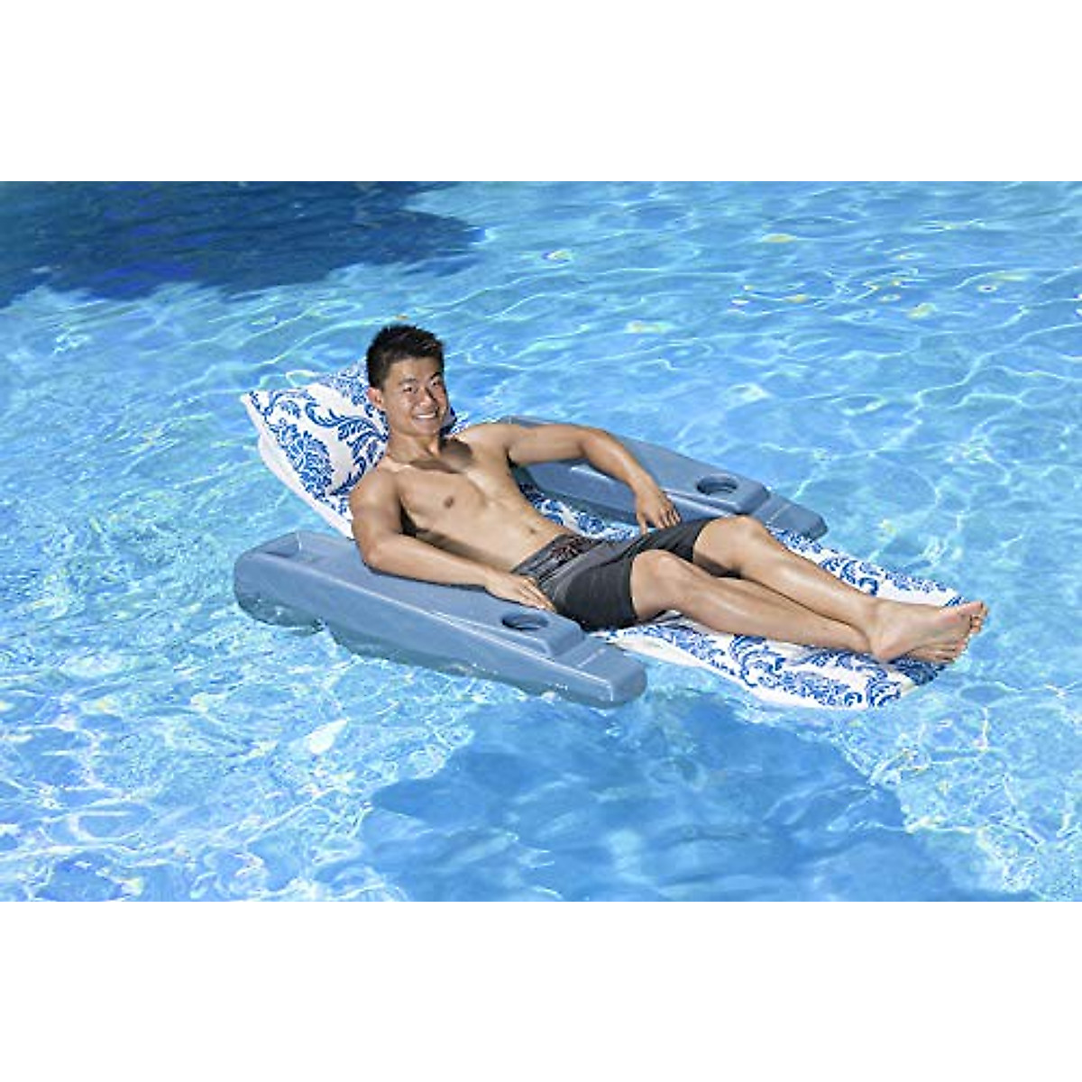 Poolmaster Swimming Pool Adjustable Floating Chaise Lounge, Royal Hawaiian, Blue