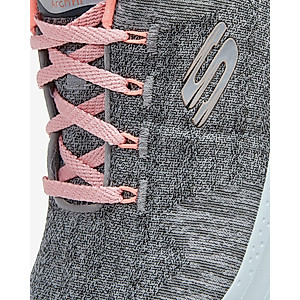 Skechers Women's Sneaker, Gray Knit Pink Trim, 7