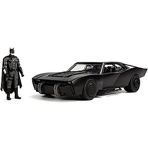 Jada Toys DC Comics The Batman 1:18 Batmobile with Lights Die-cast Car & 3.75" Batman Figure, Toys for Kids and Adults,Black