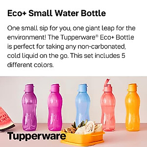 Tupperware Brand Eco+ Small Reusable Water Bottle - 500mL, Pack of 5 - Dishwasher Safe & BPA Free - Lightweight & Leak Proof - Great for Travel, Gym & Outdoor Activities