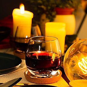 Mofado Crystal Stemless Wine Glasses in a Gift Box - (Set of 4) 15oz - Stable, Sturdy & Durable - For Red and White Wine