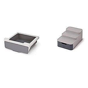 Joseph Joseph, Drawer Under Shelf Cupboard Store & CupboardStore Compact 3 Tier Shelf Organizer with Drawer for Cabinet, Gray